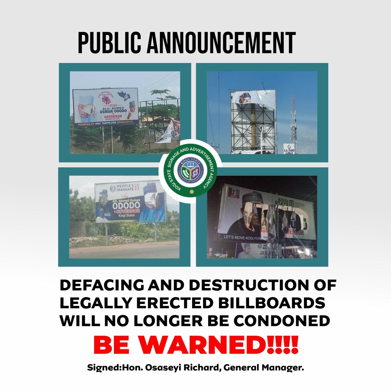 DEFACING AND DESTRUCTION OF BILLBOARDS: INTOLERABLE ACTS THAT WILL NO ...